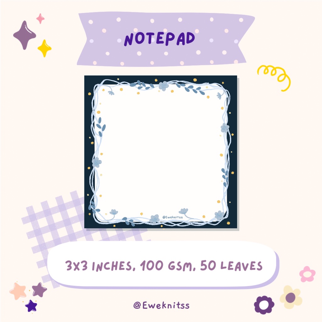 Flower Border Notepad by Eweknitss | Memopad | Non-sticky Pad | Shopee Philippines