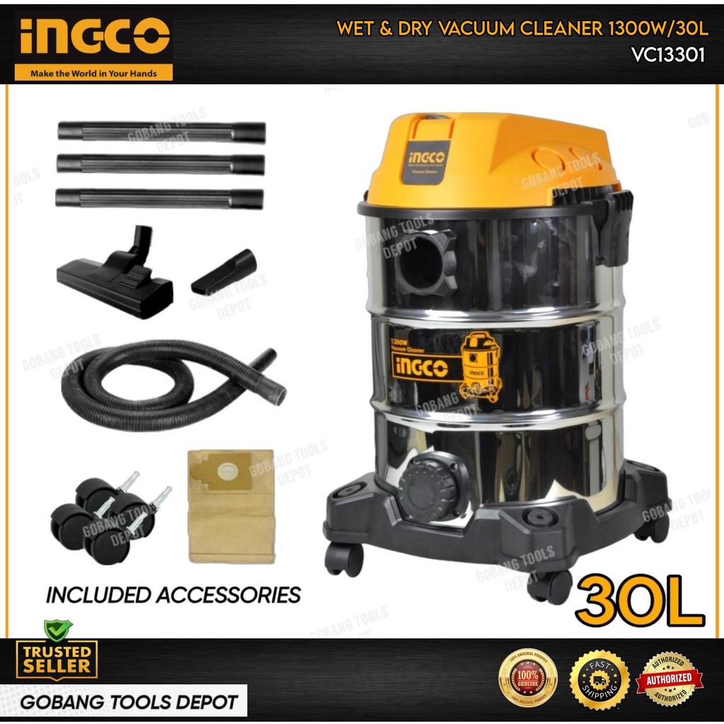 INGCO 1300W Wet and Dry Vacuum Cleaner 30L VC13301 | Shopee Philippines
