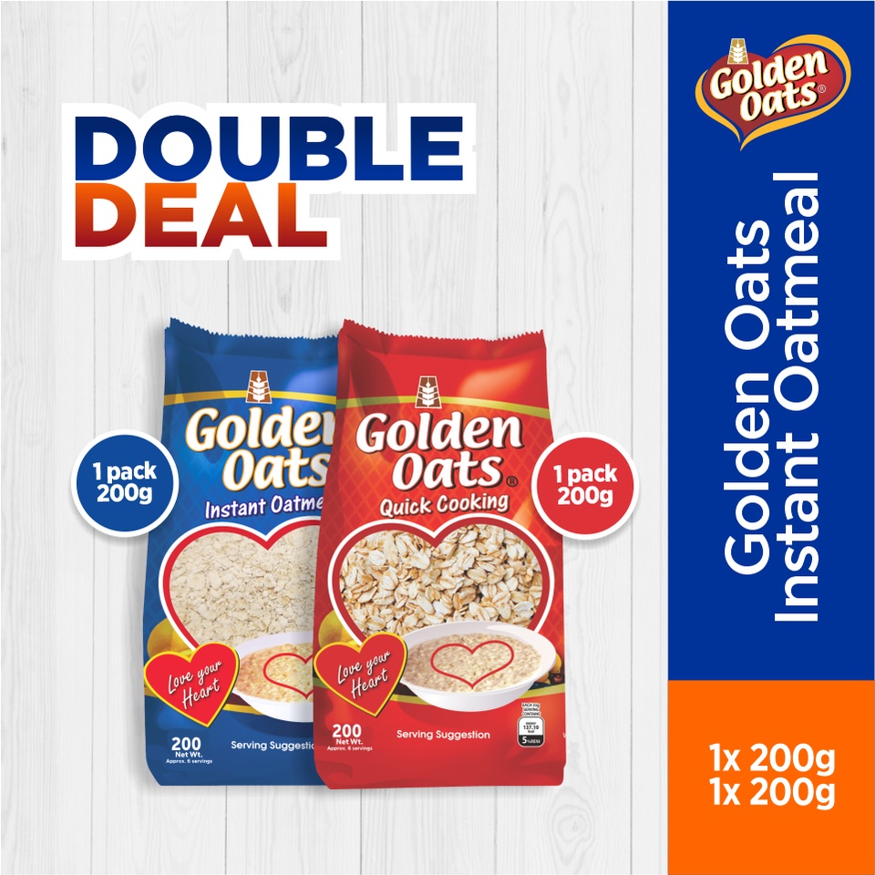 GOLDEN OATS Double Deal 200g (Quick Cooking and Instant) | Shopee ...