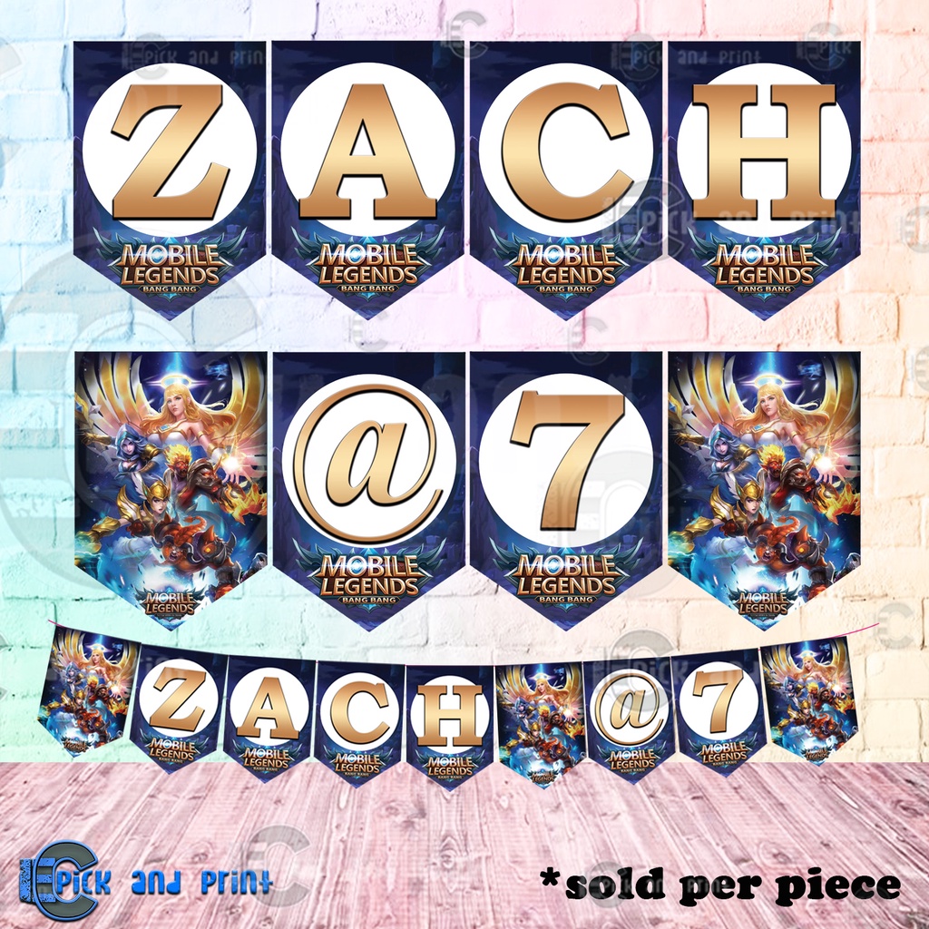 Customized Mobile legends Bang Bang Theme Name Flag Banner Banderitas ...