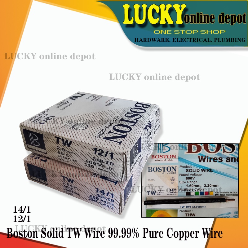 ORIGINAL BOSTON TW ELECTRICAL SOLID WIRE ( 14/1 , 12/1 ) | Shopee ...