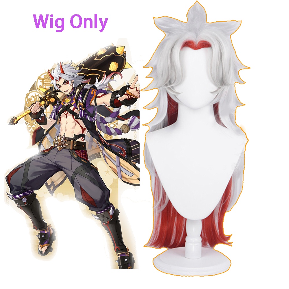 Genshin Impact Arataki Itto Cosplay Costume Wig Shoes Devil Horns Anime Game Outfit Custom