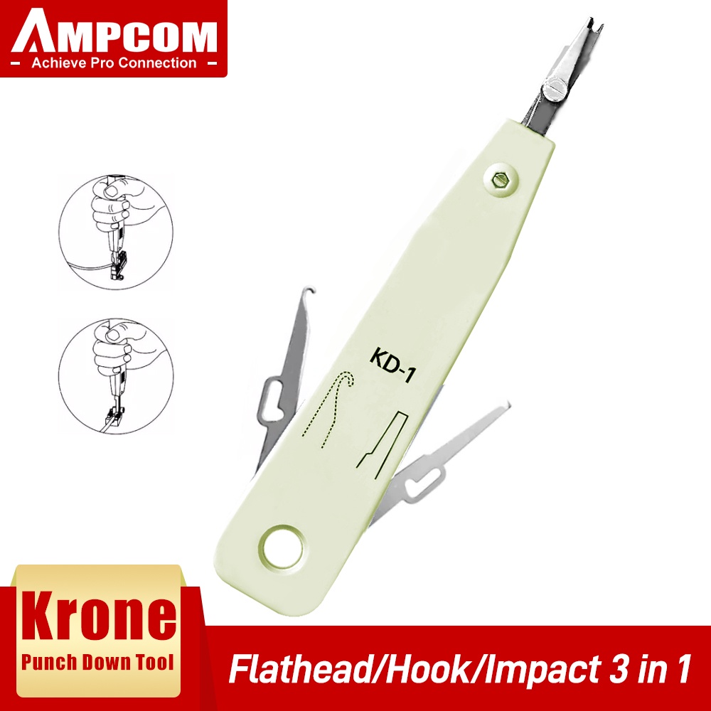 AMPCOM Krone Punch Down Tool, Multifunction Krone Kd-1 Type Idc/Network ...