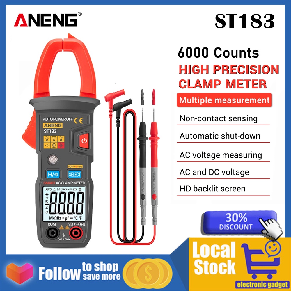 【In Stock】Aneng ST183 digital clamp meter 6000 counts true RMS ...