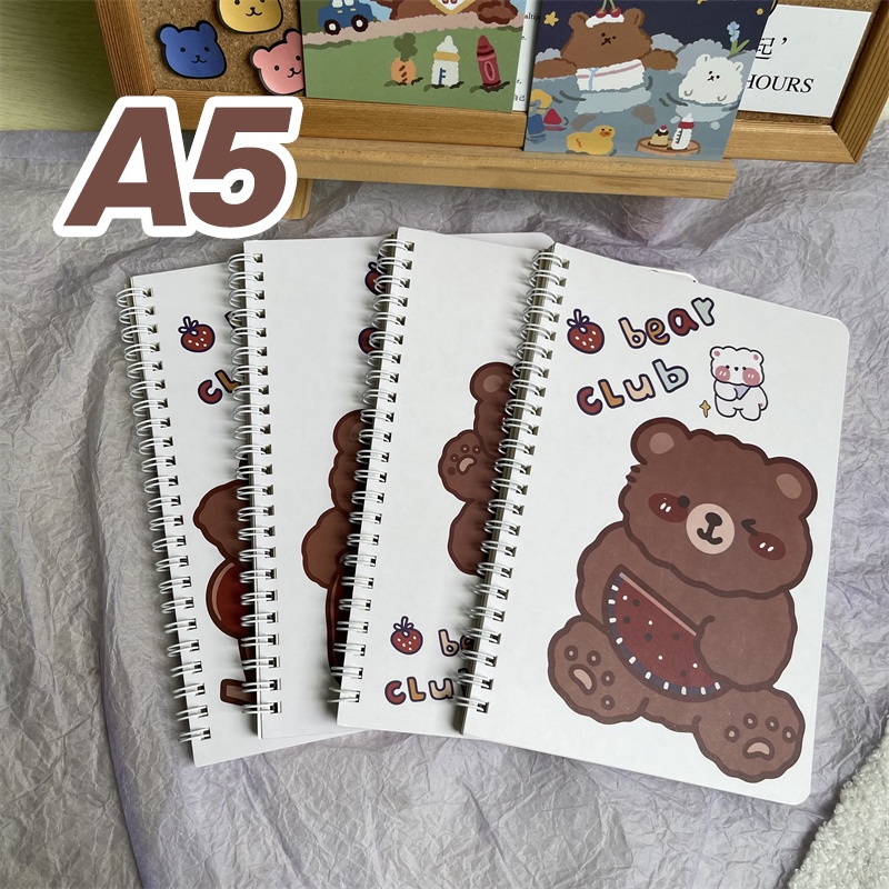 Jhsy A5 Cartoon Line Notebook Coil Notebook Dot Loose Leaf Coil Notebook Small Book 60 Sheets