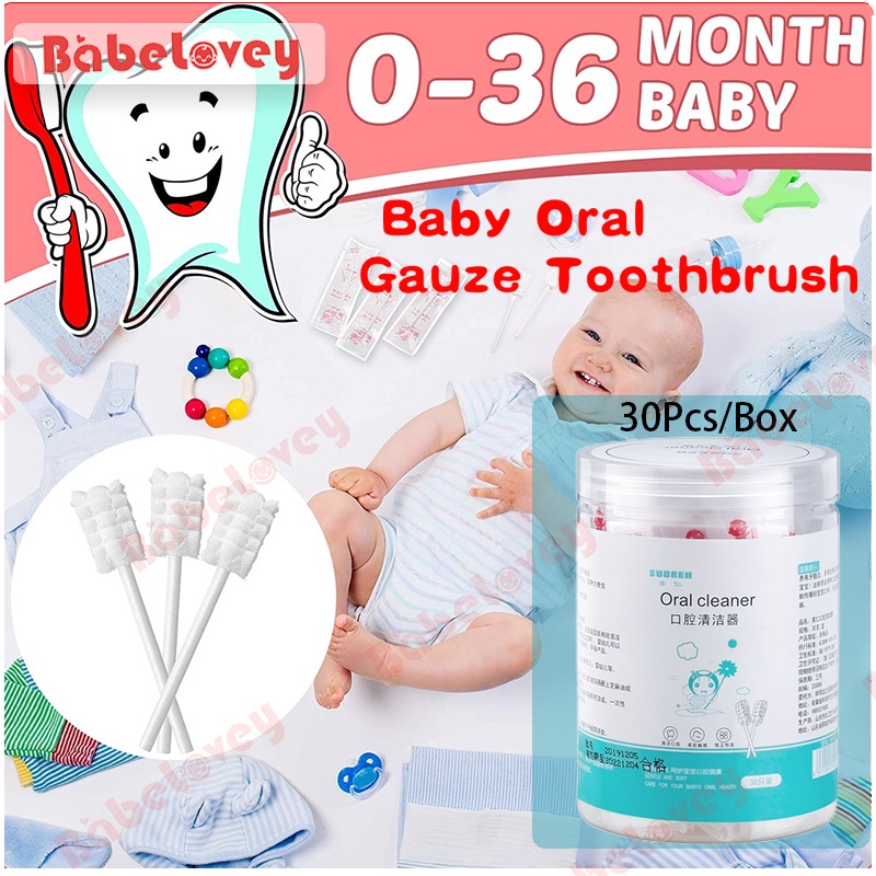 30pc/box Baby Tongue Cleaner Disposable Gauze Toothbrush Infant Oral ...