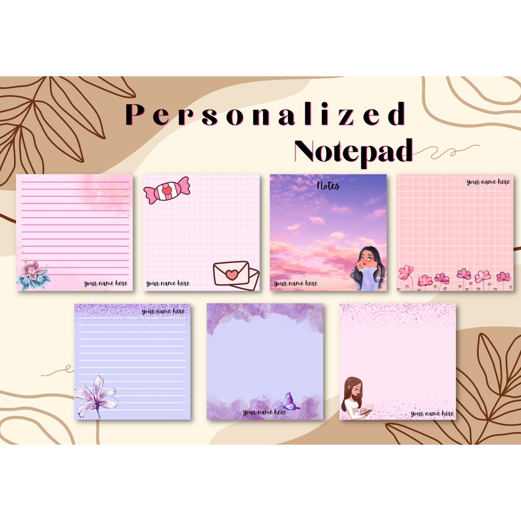 Personalized/Customized Notepad (Pink and Purple Designs) | Shopee ...