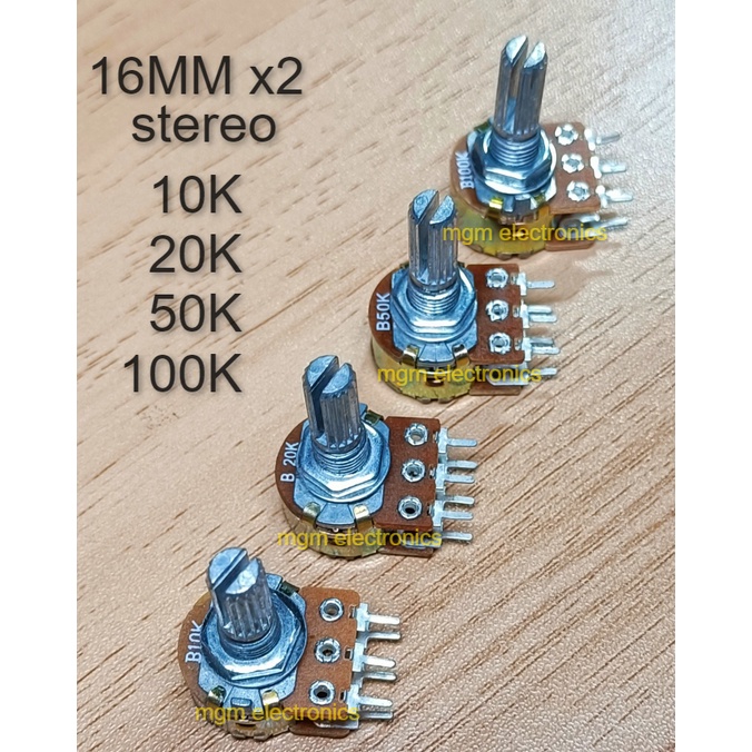 1Pc. 10K / 20K / 50K / 100K V16MM 6PINS (STEREO) VOLUME CONTROL ...