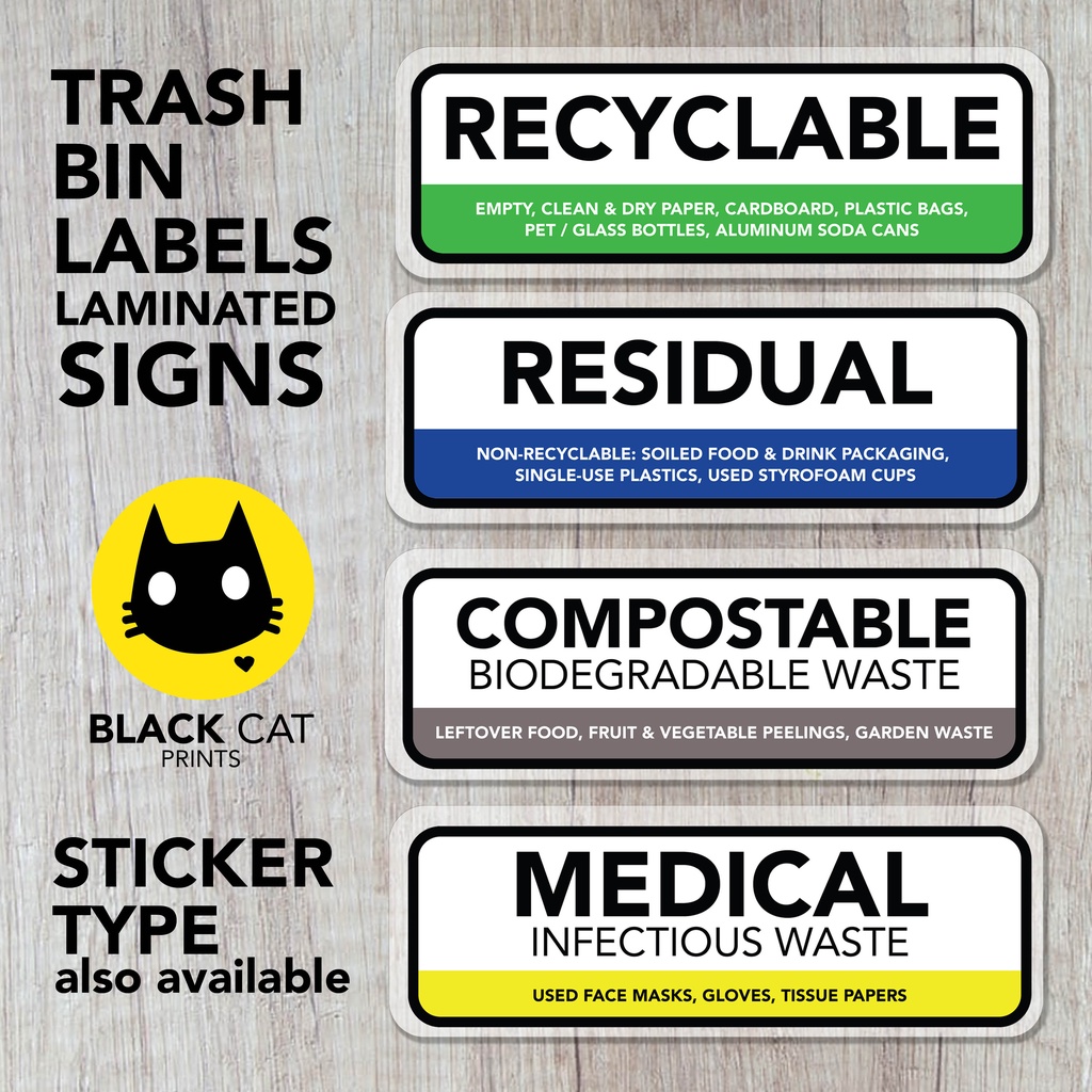 Trash Bin Labels Signs / Laminated Signs / Sign Boards | Shopee Philippines