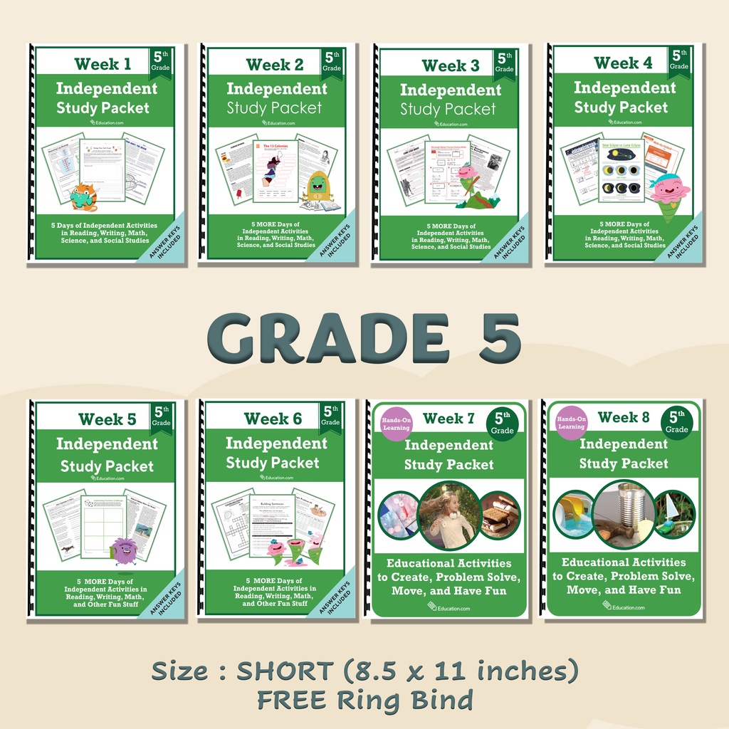 GRADE 5 Independent Study Packet (Worksheets / Workbooks) | Shopee ...