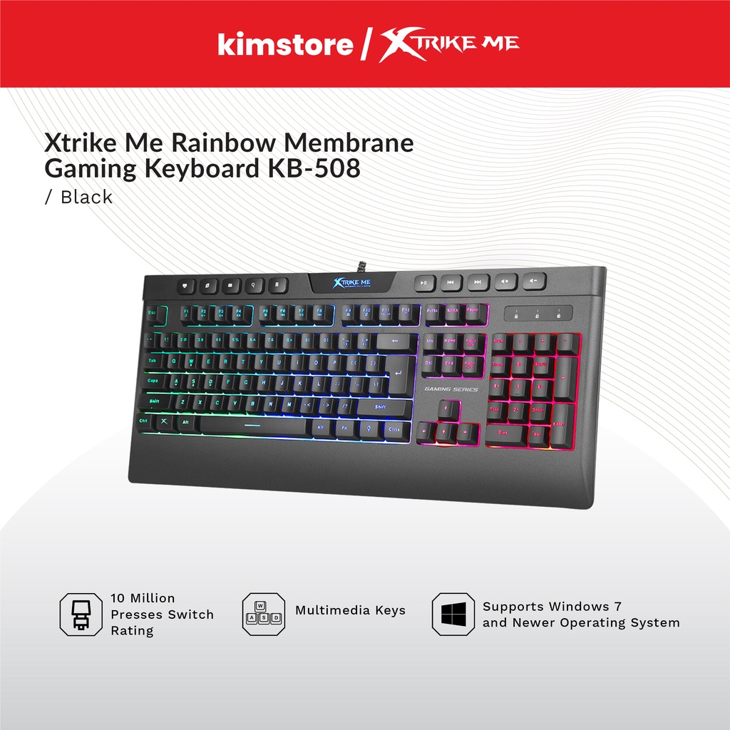 Xtrike Me Rainbow Membrane Gaming Keyboard KB-508 - Black | Shopee ...