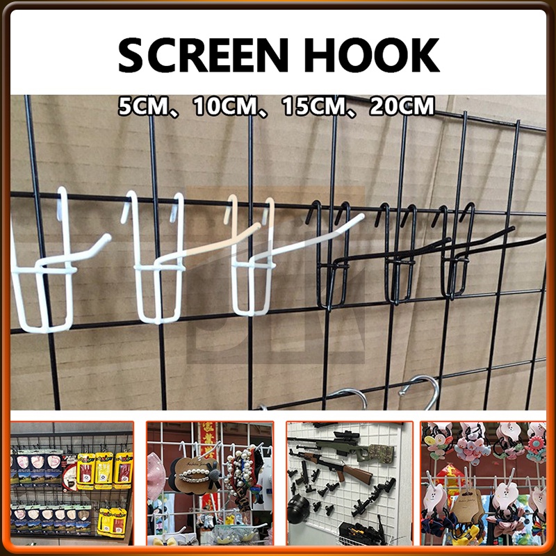 Black / White Plastic Coated Metal Screen wire mesh Hooks 5cm 10cm 15cm ...