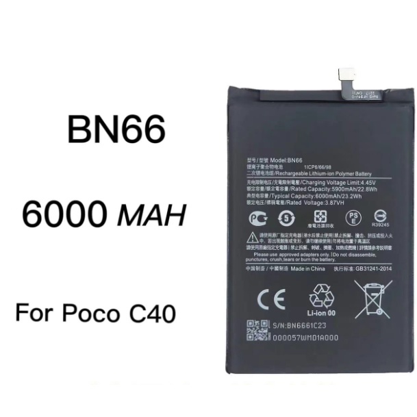 Original New MIUI Xiaomi POCO C40 Mobile Phone BN66 Battery | Shopee ...