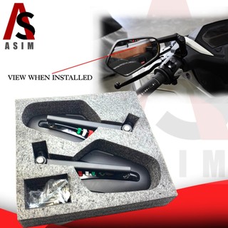 ASIM Motorcycle Crosspee Universal Rear Side Mirror Black Honda+Yamaha ...