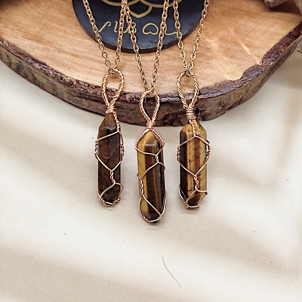 Necklace Gold Tiger's Eye DT (Fortune, Protection) Double Terminated ...