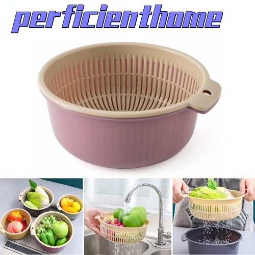 Kitchen Double Drain Basket Fruit Vegetable Washing Strainer ...