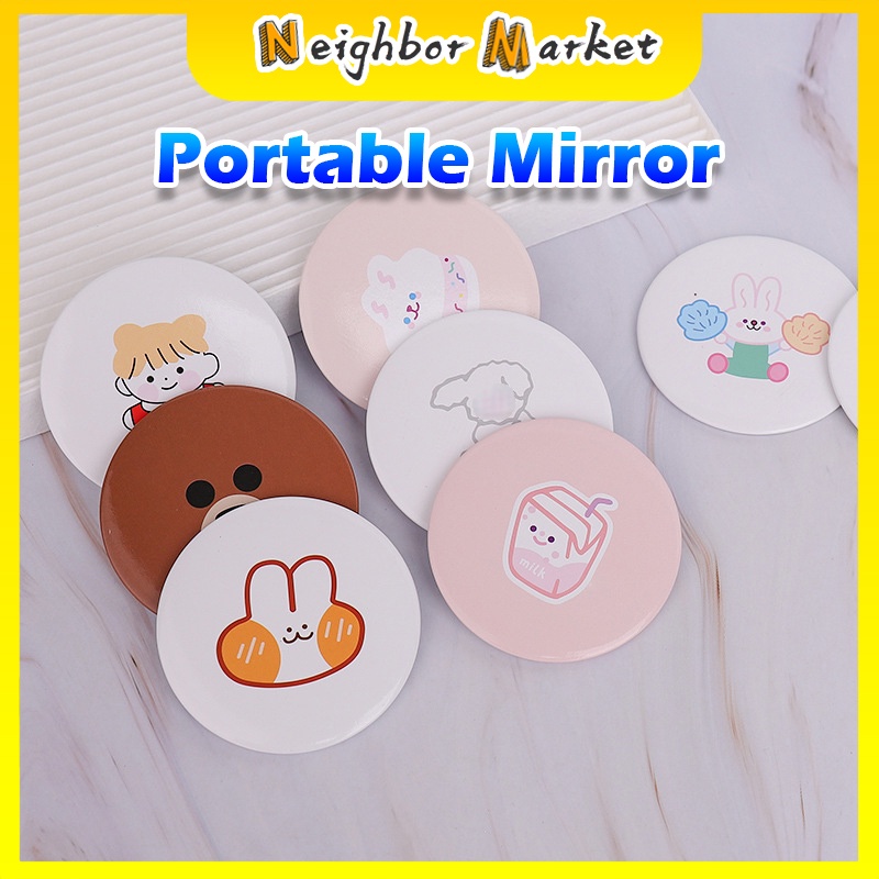 Mini portable mirror Cute Cartoon Portable Round Mini Cosmetic Makeup ...