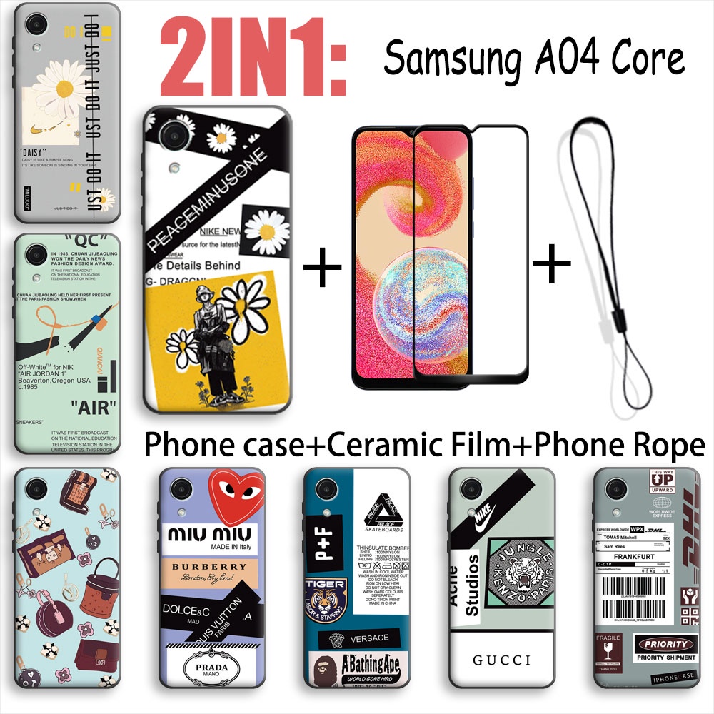 2 IN 1 Samsung A04 Core Case with Tempered Glass Ceramic Film Screen ...