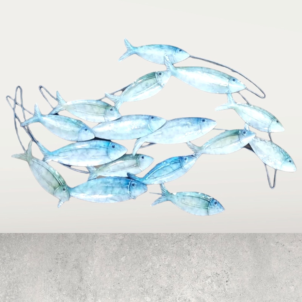 Metal and Capiz School of Fish blues and grays Wall Decor | Shopee ...
