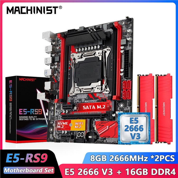 ₪machinist Rs9 Lga 2011 3 X99 Moederbord Set Xeon E5 2666 V3 Cpu