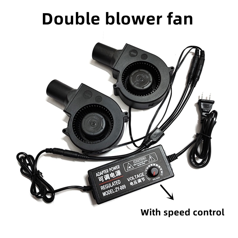 New 2 blower fan with adapter 100-240V 12V 2.94A large air volume 6000 ...