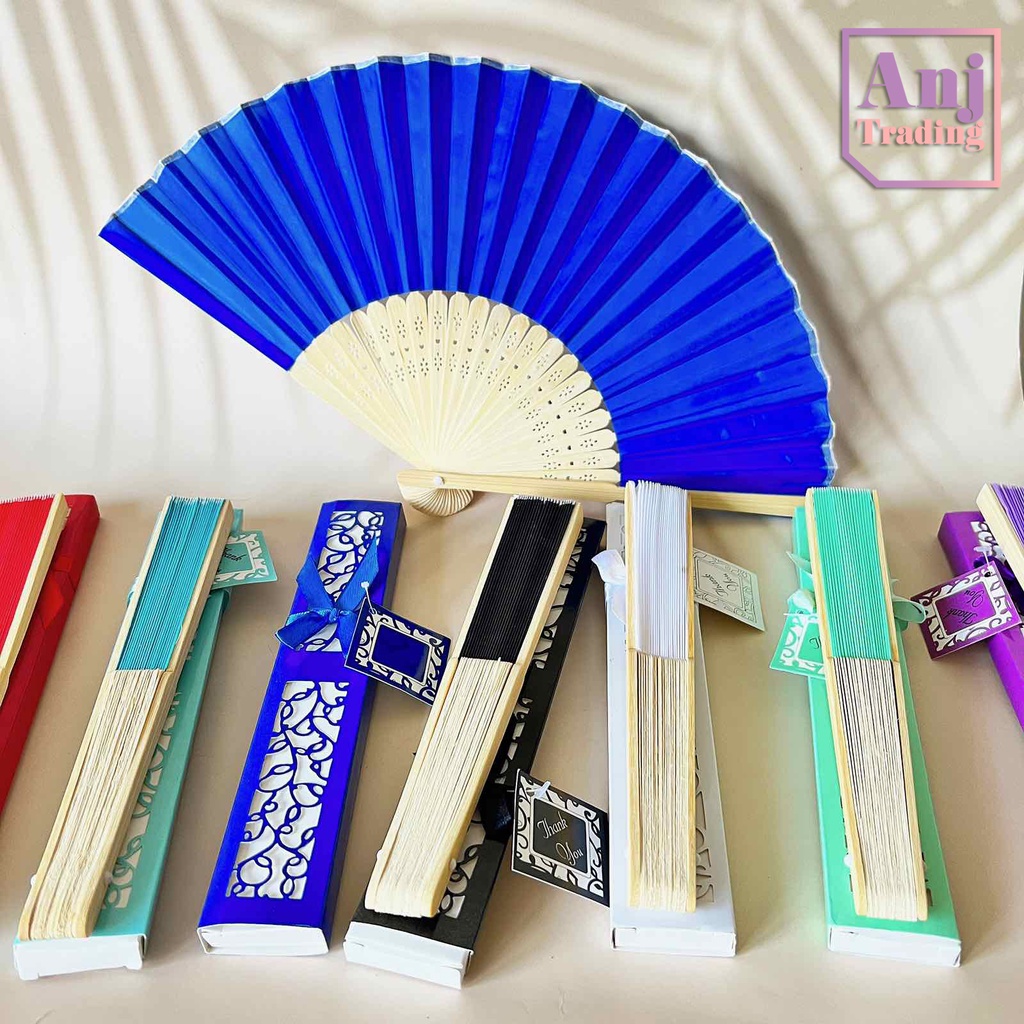 Folding Fan Silk Material Hand Fan with Decorative Box and Ribbon ...