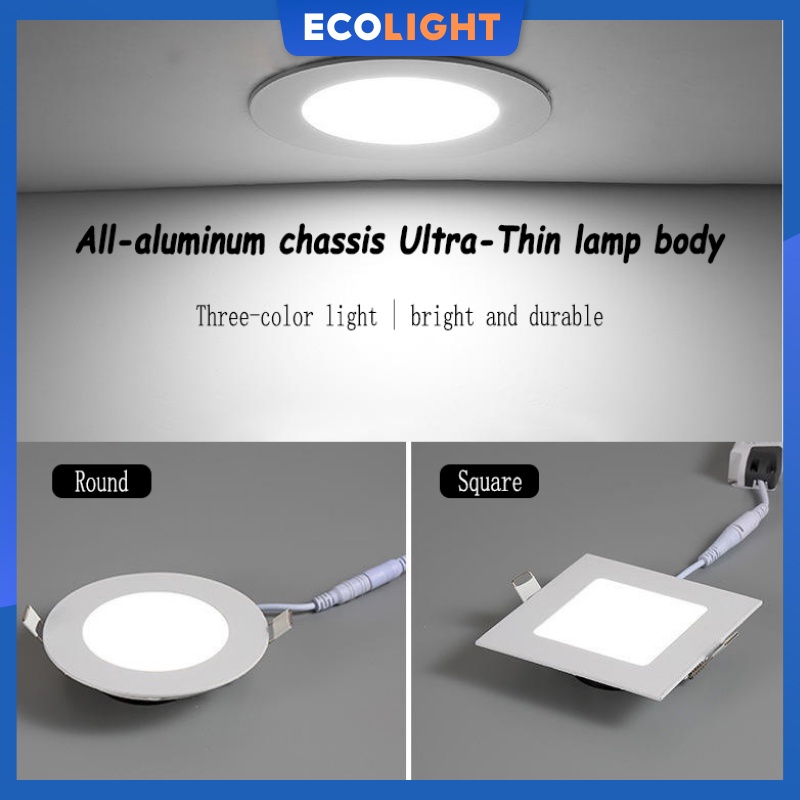 Tricolor LED Panel Lights Recessed Pin light Downlight Round & Square ...