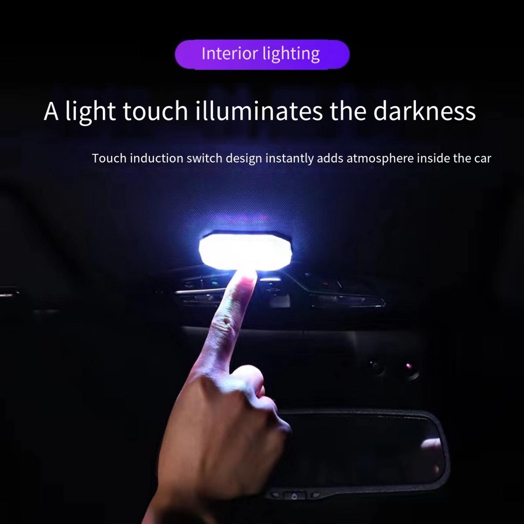 Mini Car LED Light Touch Switch Wireless Car Ceiling Reading Light USB ...