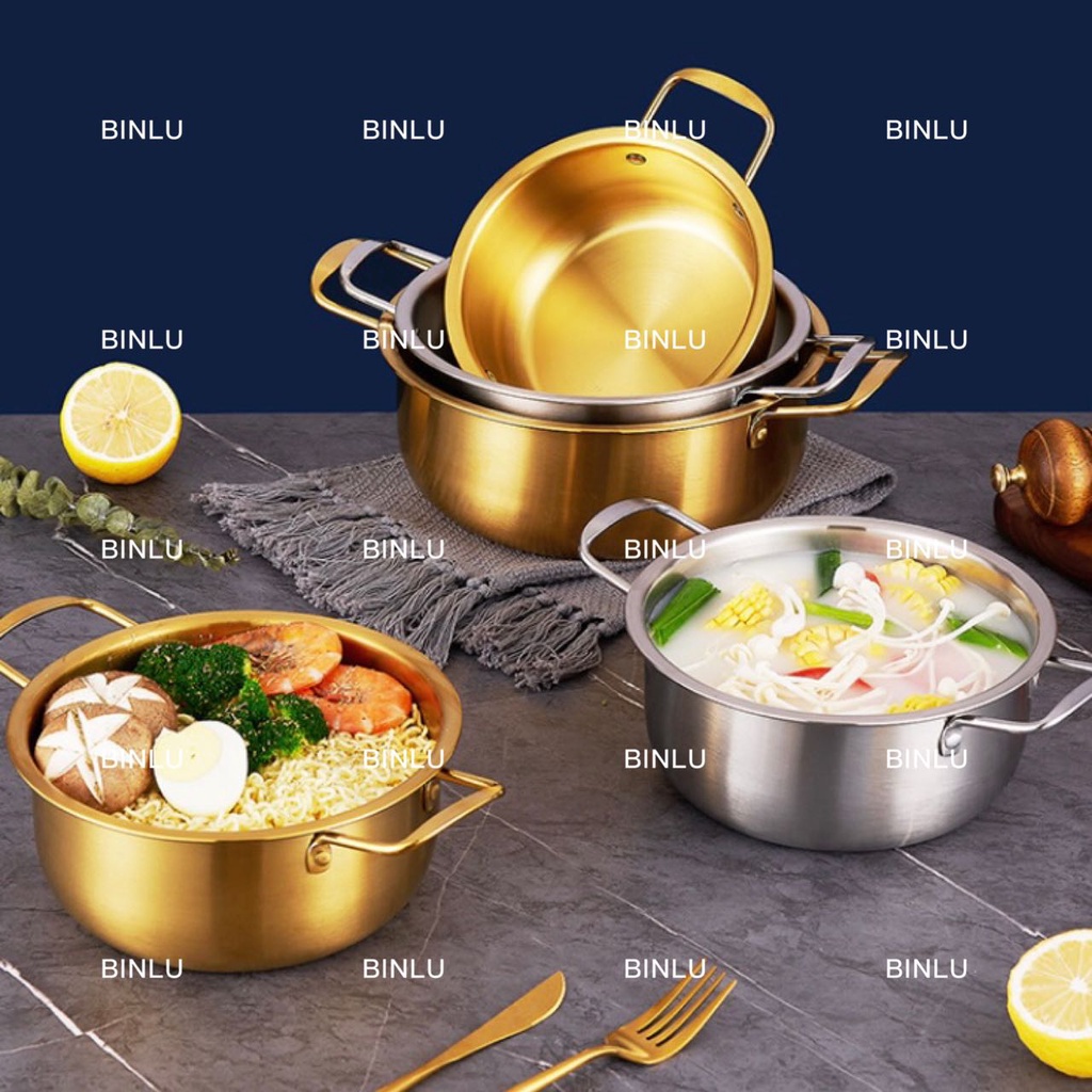 Korean gold ramen pot stainless steel cooking pot stock pot soup pot ...