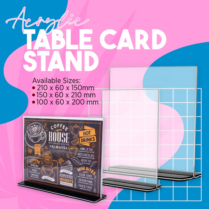 Acrylic Table Card with Black Stand (150mm x 210mm) T-637 V / T-637 H ...
