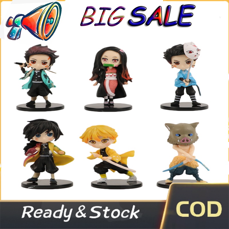 5pcs Mini Demon Slayer Anime Figure Set Tanjiro Nezuko Shinobu Inosuke ...