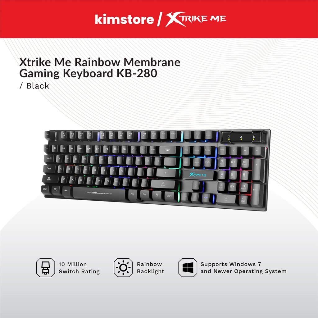 Xtrike Me Rainbow Membrane Gaming Keyboard KB-280 - Black | Shopee ...