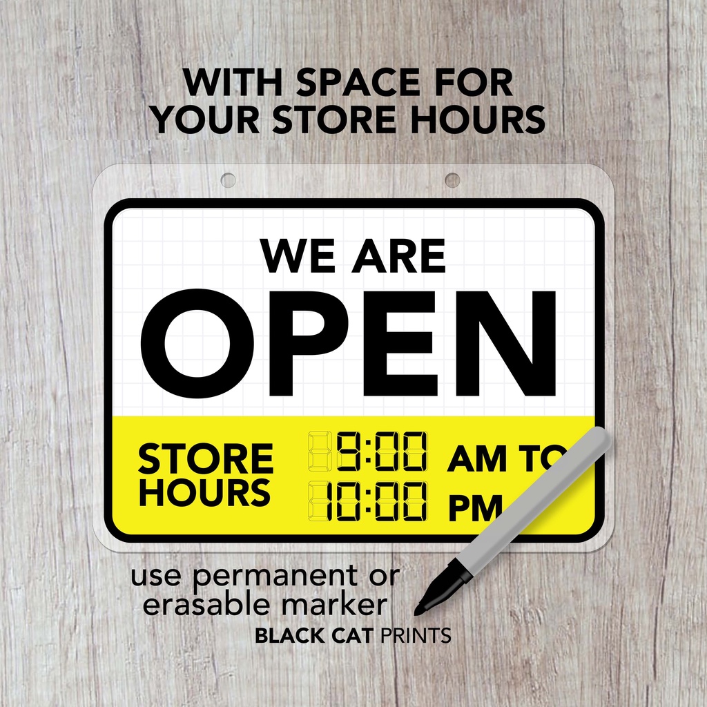 We Are Open with Do-It-Yourself Store Hours Sign | Laminated Signage ...