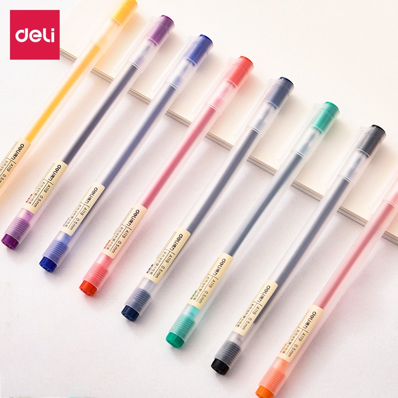 Deli 8 Colors Gel Pen 0.5mm Colorful Gel Ink Pen Black Blue Color ...