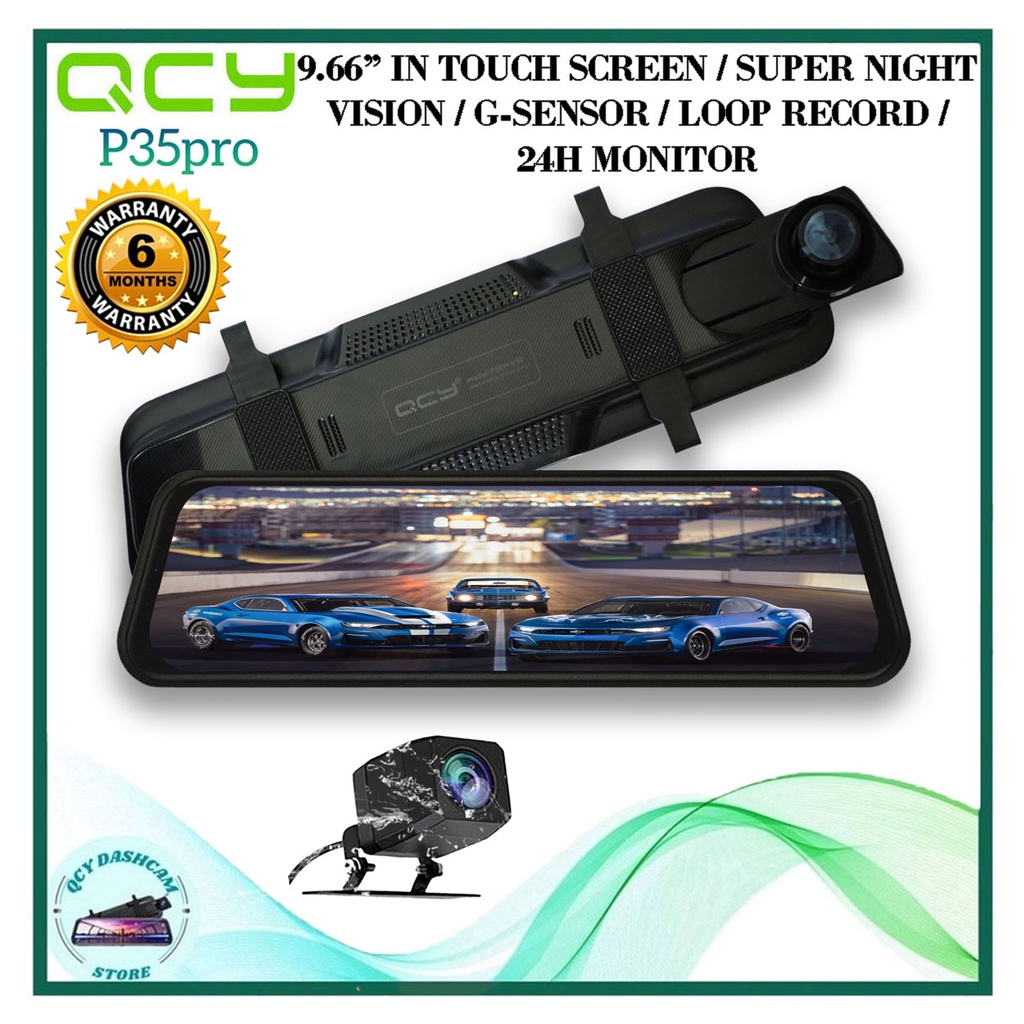 New!!! ORIGINAL QCY P35 PRO WIFI 9.66" INCH ULTRA CLEAR 4K+1080P CAR ...