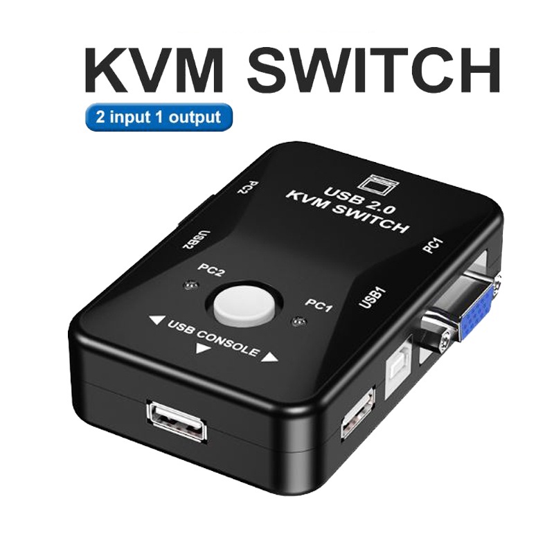 VGA KVM Switch 2 Port USB2.0 for Mouse Keyboard Printer VGA Monitor ...