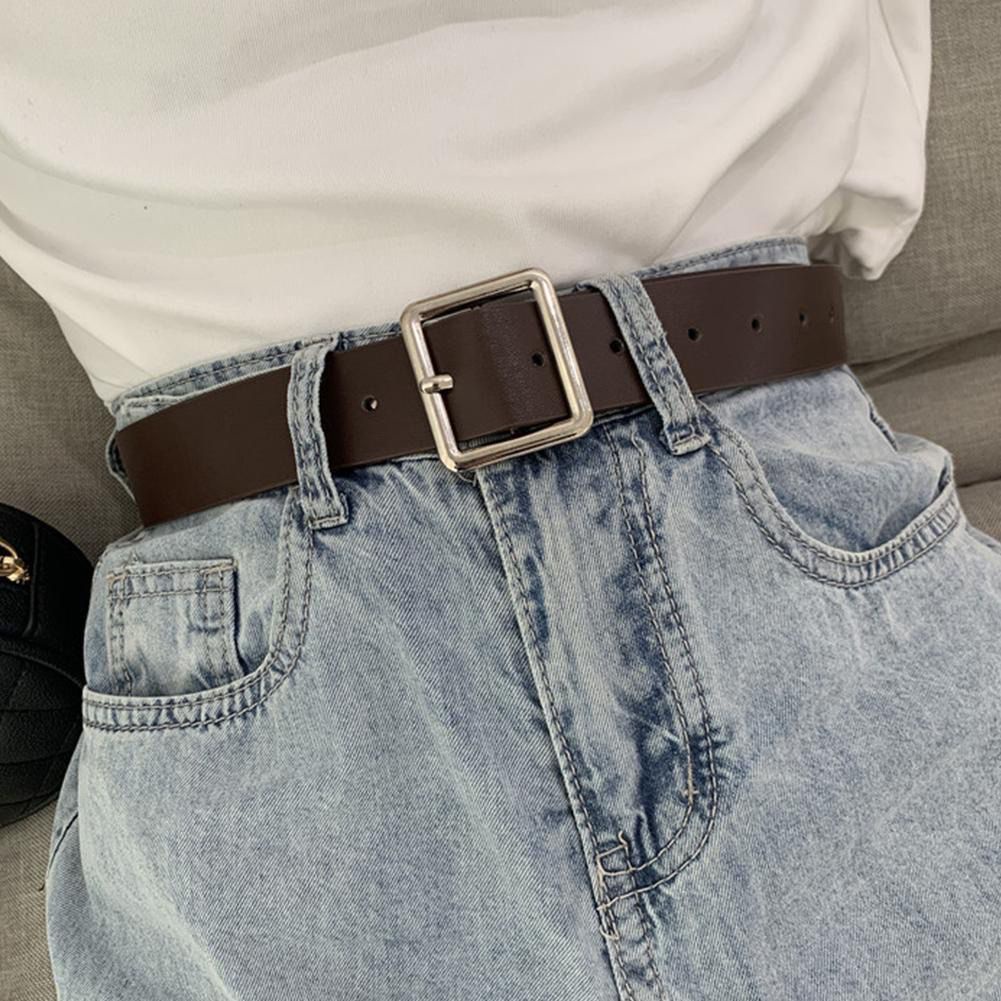 Women/men fashion belt adjustable with no holes square buckle | Shopee ...