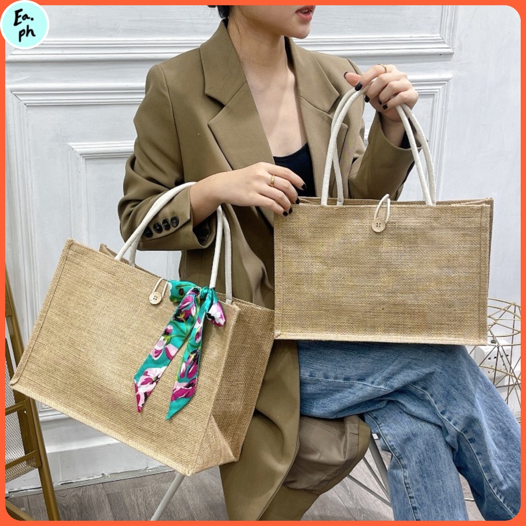 Women Abaca Tote Bag Shoulder Bag Handbag Beach Jute Shopping Bag With ...