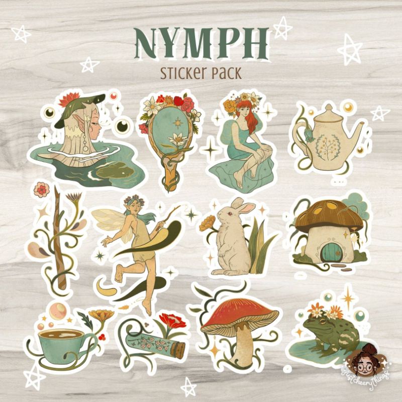 Nymph Aesthetic Cute Die Cut Glossy Sticker Pack for Journal Planner ...