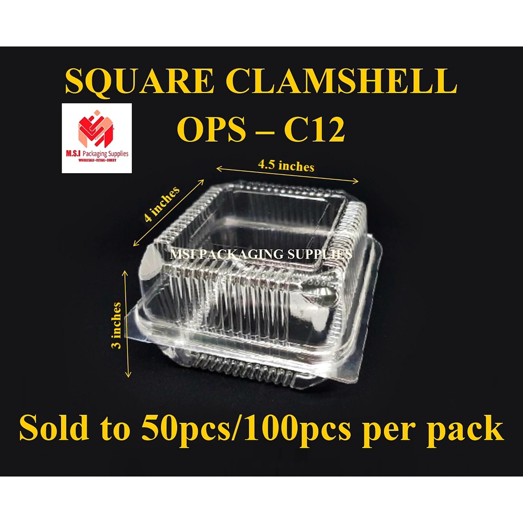 OPS - C12" Square Clamshell " 50pcs & 100pcs per pack | Shopee Philippines