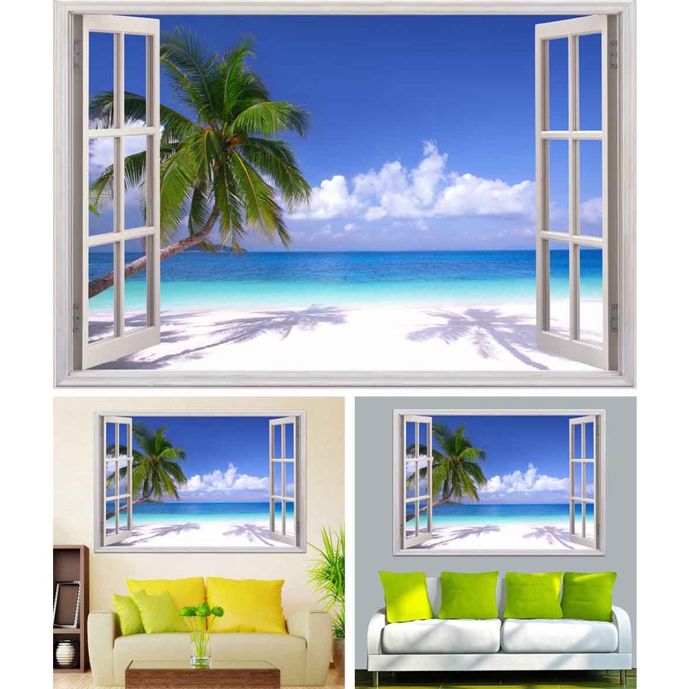 Self Adhesive 3D Fake Window Art Vinyl Wall Stickers Home Decoration ...