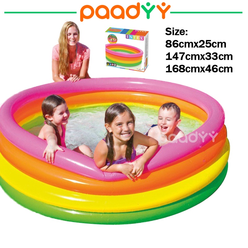 INTEX Kiddie Pools and Inflatable Kid’s Pools with slide rainbow 3color ...