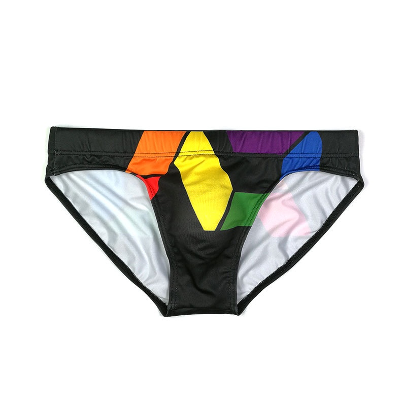 Push Pad Swimwear Men baadores hombre Colorful Patchwork Swim Trunks ...