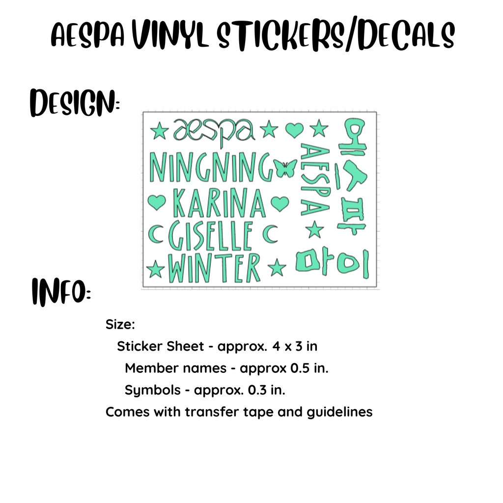 AESPA Lightstick Stickers Decals Waterproof MY Naevis Winter Karina ...