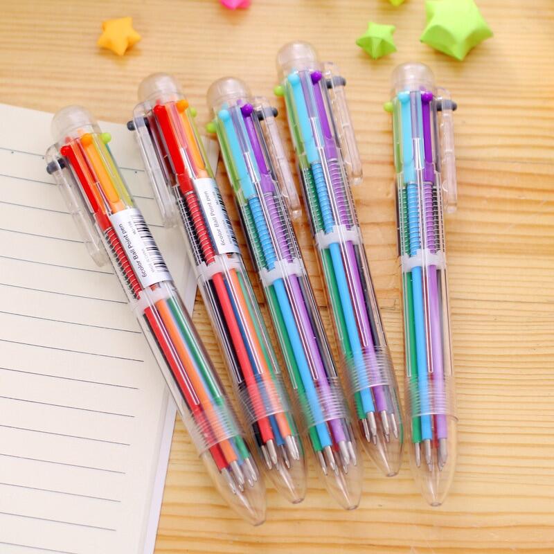 HGS Multi Colored Pen 0.5mm 6-Color Ballpoint Pen 6-in-1 Ball Pen For ...