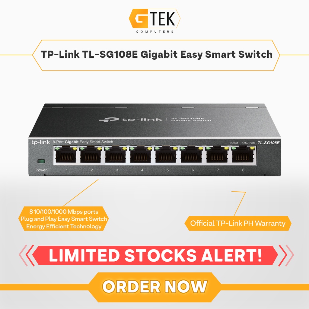 TP-Link TL-SG108E 8-Port Gigabit Easy Smart Switch With VLAN | Shopee ...
