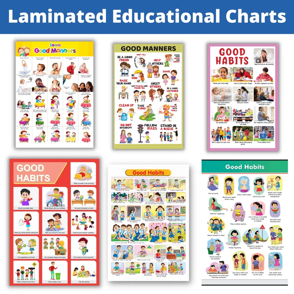 Good Habits, Laminated Educational Charts for Kids, Learners and ...