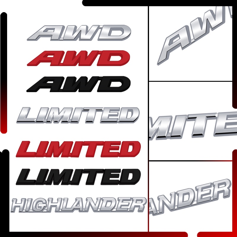 Metal Car Body Highlander AWD LIMITED Emblem For Toyota Senna RAV4 2017 ...