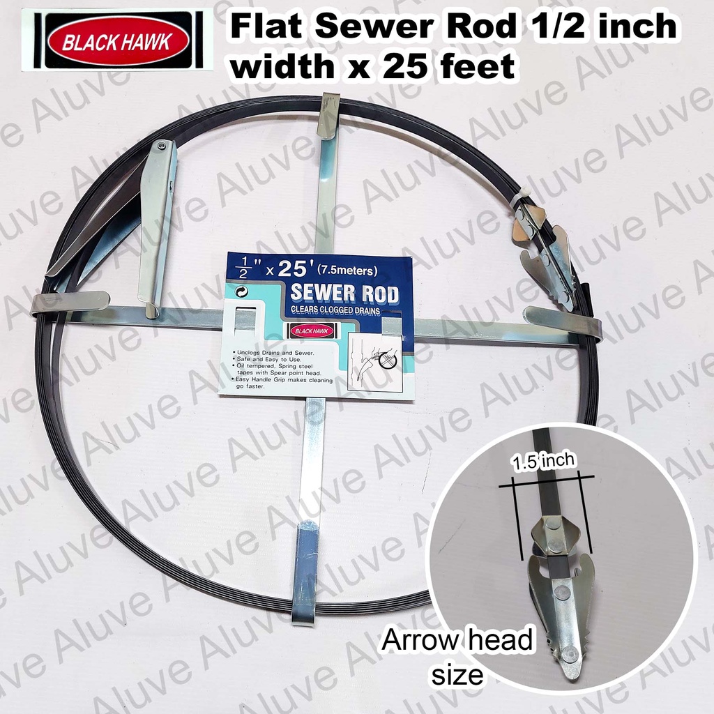 Black Hawk Flat Sewer Rod choose 3/4" 1/2" Panundot 7.5 / 15 meters ...