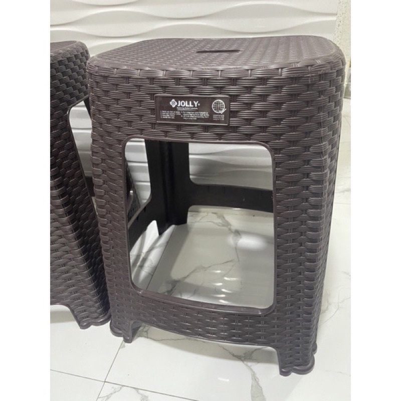 JOLLY PLASTIC STOOL CHAIR RATTAN DESIGN CHAIR COD | Shopee Philippines
